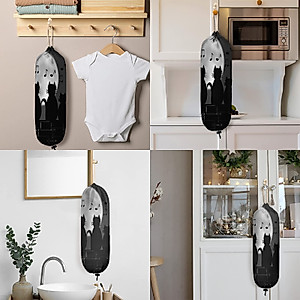 Animal Cat Plastic Bag Holder, Music Note Grocery Bag Storage Holder Hanging Garbage Shopping Bag Trash Bags Organizer for Kitchen Home