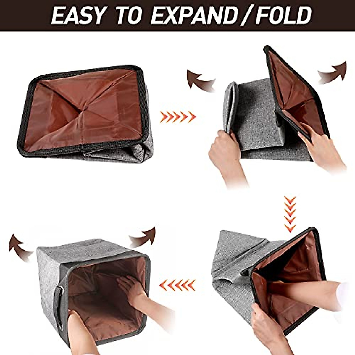 Fabric Cube Storage Bins 10.5" x 10.5" x 11", Clothes Storage Basket with Handle for Cube Organizer, Shelf, Closet, Nursery, Office, Laundry Room (Set of 6, Dark Grey)