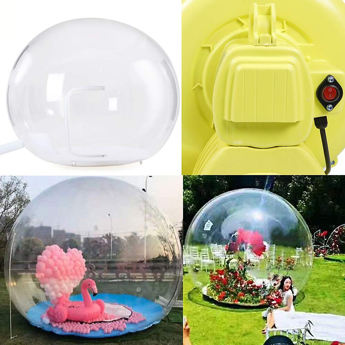 Inflatable Bubble Camping Tent Outdoor Waterproof Clear Dome Camping Cabin Bubble House Mushroom Tent with Quiet Air Blower for Camping, Music Festival, Stargazing