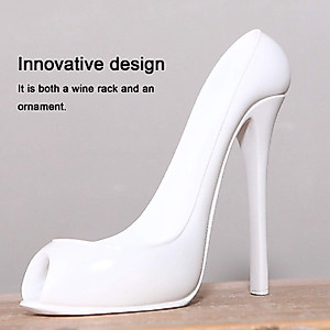 Innovative Wine Rack, High‑Heeled Shoe Shape Red Wine Bottle Display Holder Home Decoration for Living Room, Wine Cabinet Bar(White)