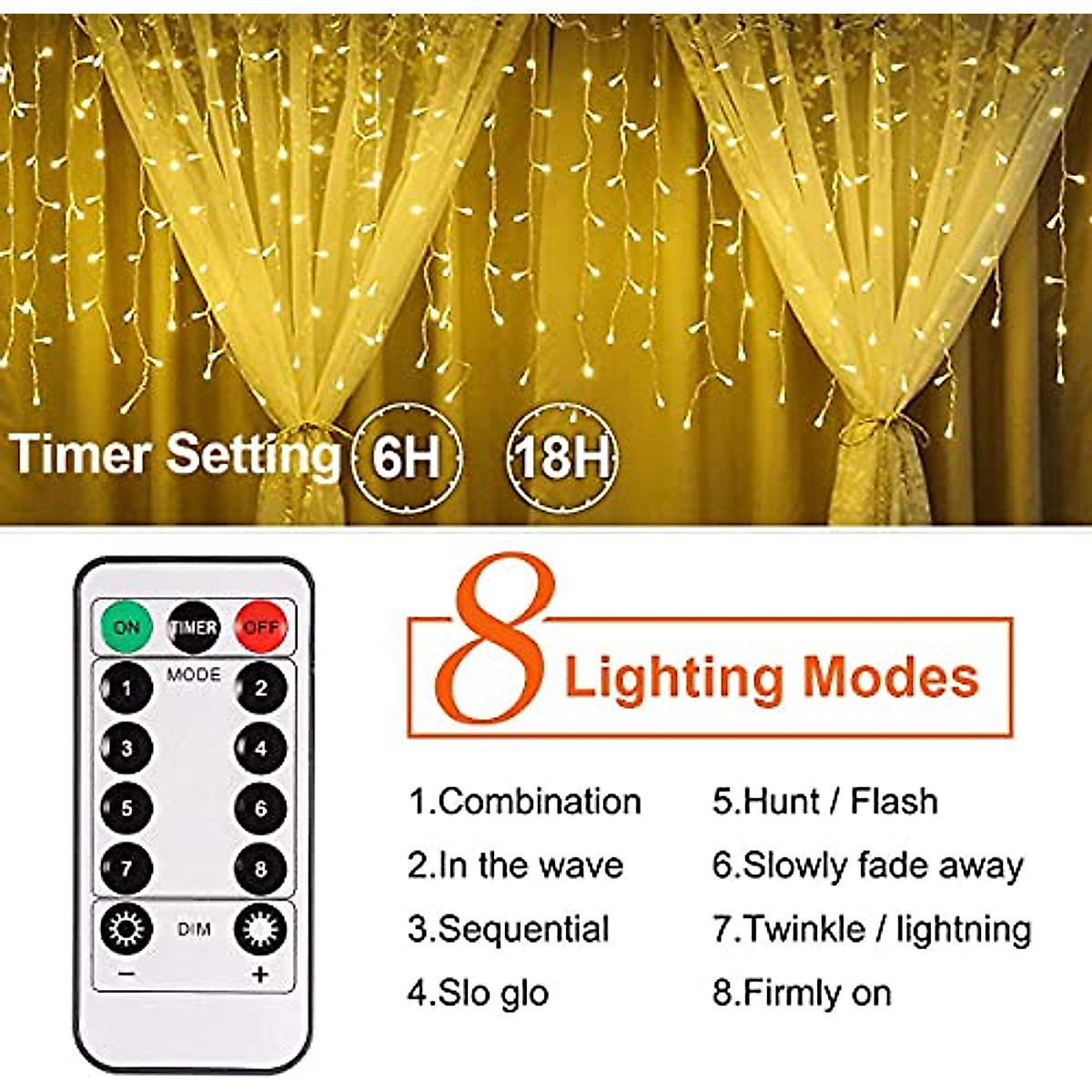B-right Icicle Lights Outdoor, 32.8ft 480 LED Icicle Christmas Lights 60 Drops 8 Modes Waterproof Dimmable Curtain Lights with Remote Timer for Indoor Outdoor Eaves Garden Party Decor Warm White