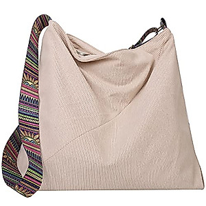 Tote Bag Women Large Crossbody Bag Stylish Handbag for Women Corduroy Hobo Bag Fashion shoulder Bag Purse (Beige)