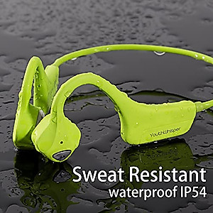 YouthWhisper Bone Conduction Headphones Bluetooth, Open Ear Wireless Headset with Mic, Sweat Resistant Earbuds for Runnig Workout Hiking Running Fitness Walking (Black)
