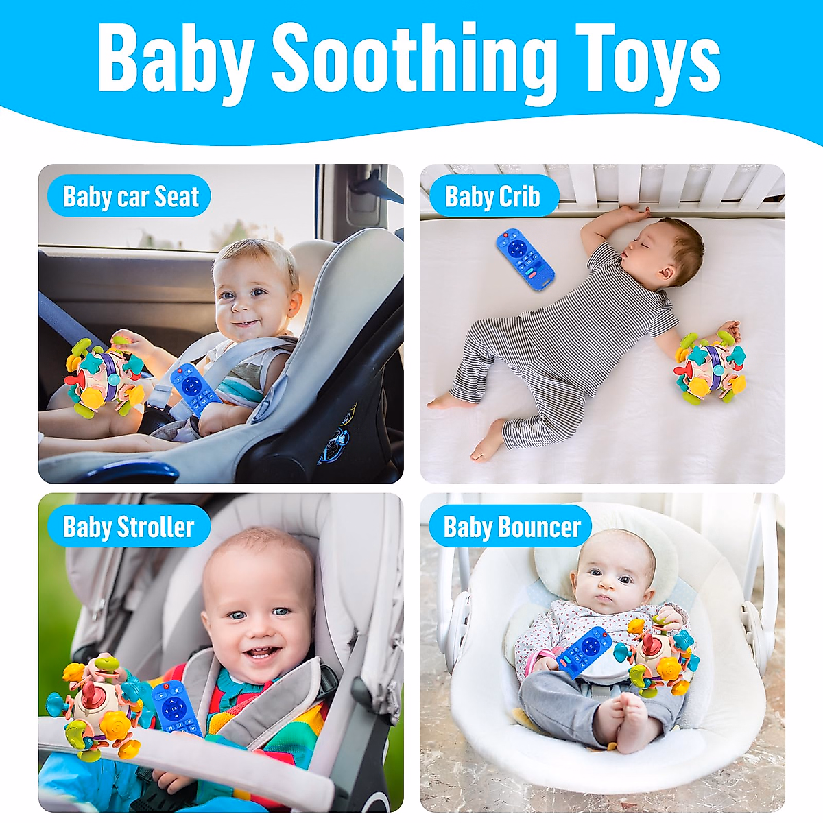 2PCS Teething Toy for Babies 0-6-12 Month Infant Teether Relief Toy for Baby 3-6-12-18 Month Montessori Development TV Remotes Sensory Toy for Newborn 7 8 9 Month Birthday Easter Gift for 1 Year Old