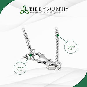 Biddy Murphy Saint Brigid Celtic Cross Pendant Necklace 925 Sterling Silver and Connemara Marble Inlay, Authentic Irish Jewelry Imported from Ireland,18" Length, 7/8" x 1 1/14" Inch