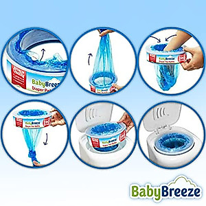 BabyBreeze Diaper Pail Refill Bags Compatible with Playtex Diaper Genie Pails Odor Absorbing Diaper Disposal Trash Bags - 1400 Count (5-Pack)