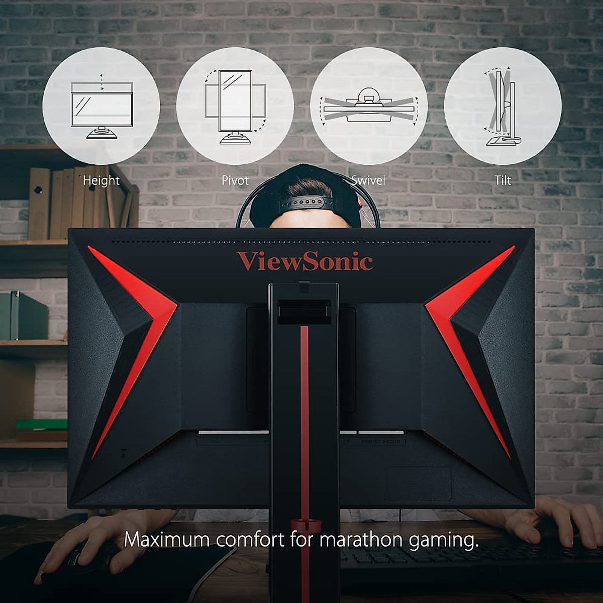 ViewSonic XG2402 24 Inch 1080p 1ms 144Hz Gaming Monitor with FreeSync Premium, Eye Care, Advanced Ergonomics, HDMI and DP for Esports