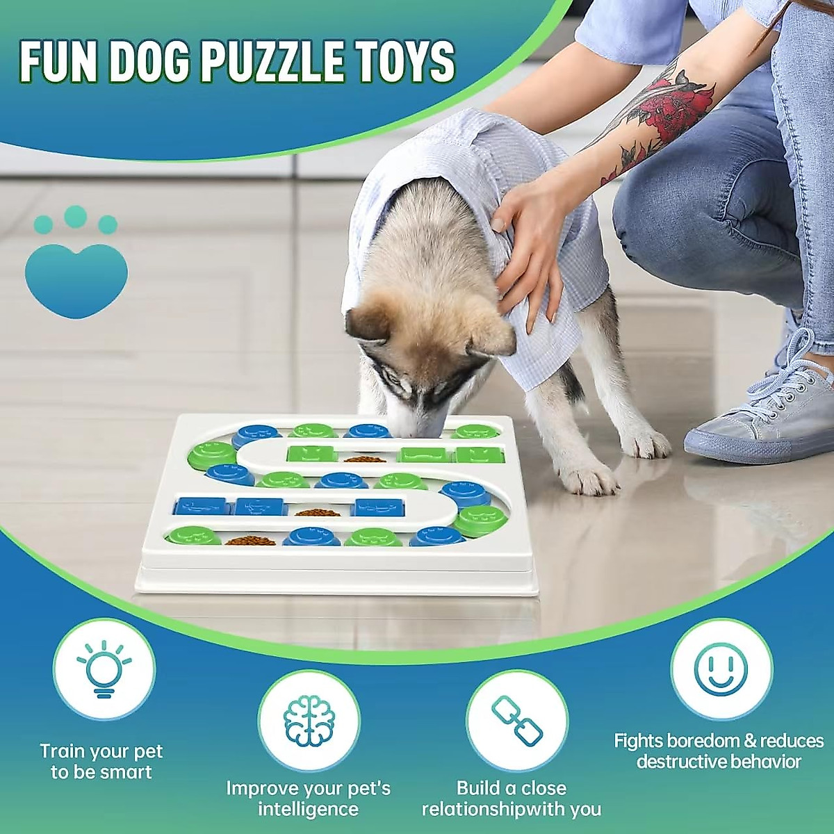 RETALPQ Dog Puzzle Toys,Dog Treat Puzzle,Dogs Food Puzzle Feeder Toys for IQ Training,Interactive Dog Toys, Mental Enrichment