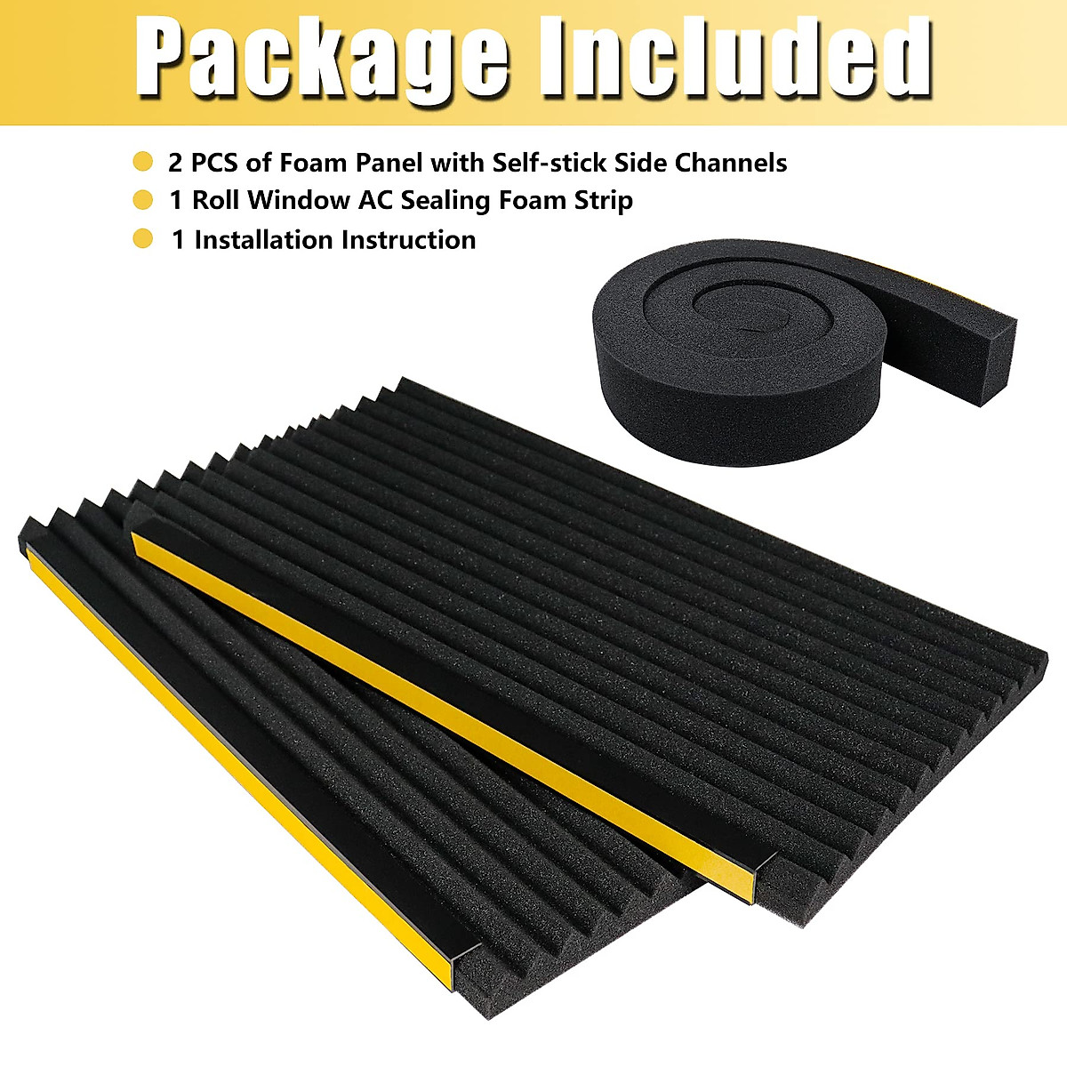 Powrocket Window Air Conditioner Foam Insulated Panels, 17" H x 9" W x 7/8" T Window AC Side Panel Kit with Air Conditioner Foam Insulating Strip,3.2 Ft x 1 Roll