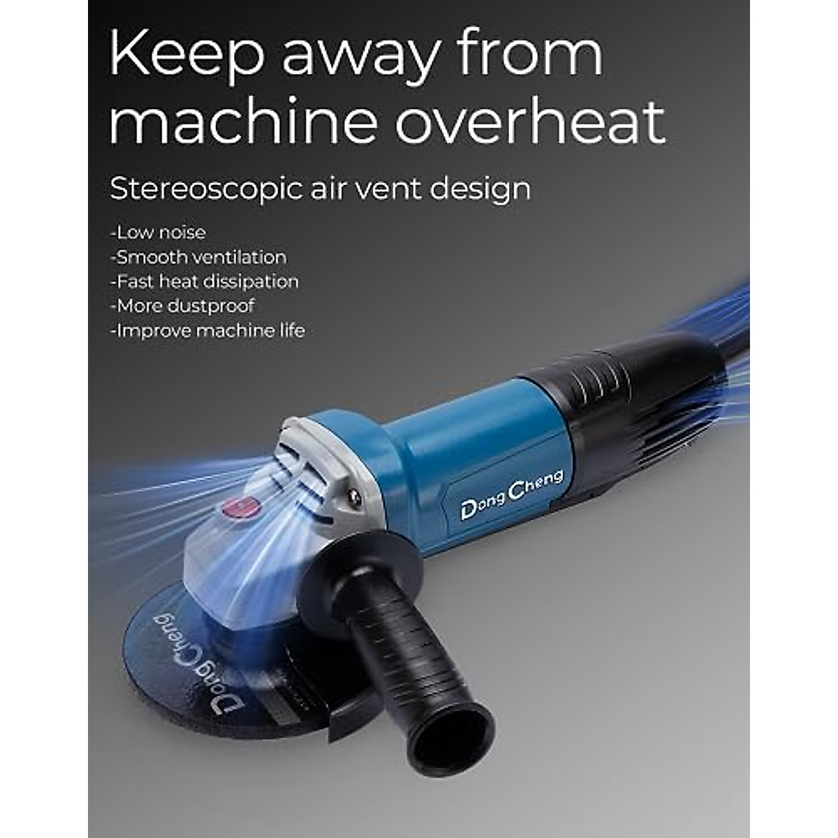 DongCheng Angle Grinder 4-1/2 inch 6.7-Amp Paddle Switch Cut off Tool 11800RPM Electric Grinder Power Tools with Cutting & Grinding Wheels, Flap Discs, Auxiliary Handle for Wood Metal & Rust Removal