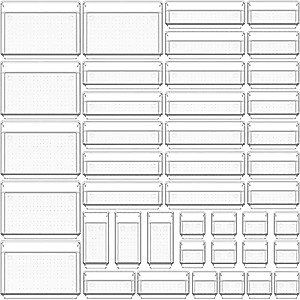 42 PCS Clear Plastic Drawer Organizer Set, Non-Slip/Crack Bathroom Vanity Drawer Organizer Trays Dividers, Versatile Storage Bins for Makeup, Jewelry and Office, Desk, Bathroom, Bedroom, Kitchen
