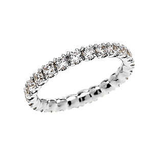 10k White Gold Dainty 2 Carat Cubic Zirconia Wedding Eternity Band Ring (Size 6.5)