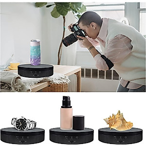 Qinmay 360-Degree Rotating Display Stand, 360 Degree Photography Turntable with Remote Control,5 PVC Backgrounds,Battery/USB Power Supply for Product Photography Display