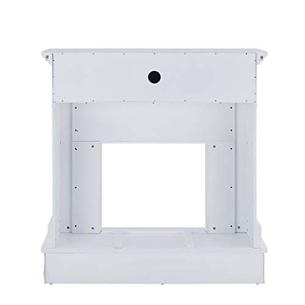 SEI Furniture Jacksdale Faux Stone Accent Electric Hidden Media Shelf Fireplace, White