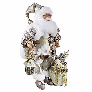 Windy Hill Collection 16" Inch Standing Shimmering Champagne Santa Claus Christmas Figurine Figure Decoration 169050