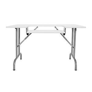Sew Ready Folding Multipurpose Sewing Table - 47.5" W x 28" D Foldable White Hobby and Sewing Machine Table with Adjustable Shelf - Can Also Be Used as Computer Desk