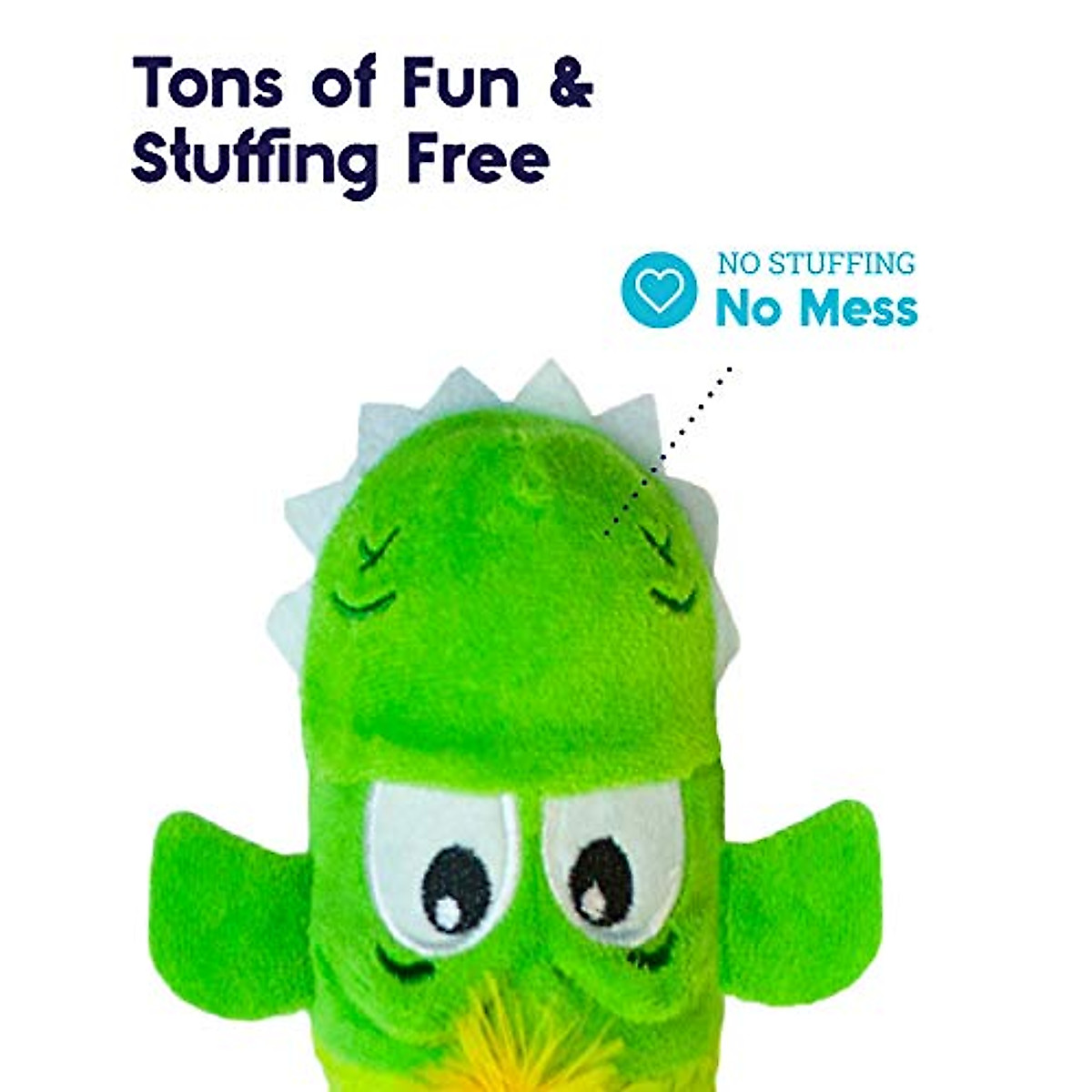 Petstages Stuffing-Free Big Squeak Gator Plush Dog Toy, Medium