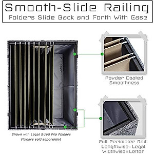 Premium Collapsible File Storage Organizer With Dolly Wheels | Office Hanging File Box | Smooth Sliding Rail | Fits Letter/Legal | Charcoal | 1 Pack