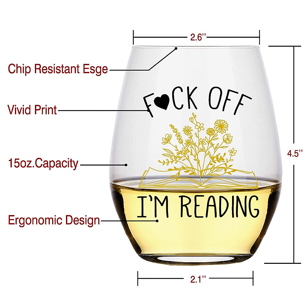 Perfectinsoy I'm Reading Wine Glass, Cute Funny Book Club Gifts for Lovers of Reading & Fun Librarians, Bookworm Gift, Reader Wine Glass, Gift for Readers, Gift for Book Lovers, Gag Gift for Women