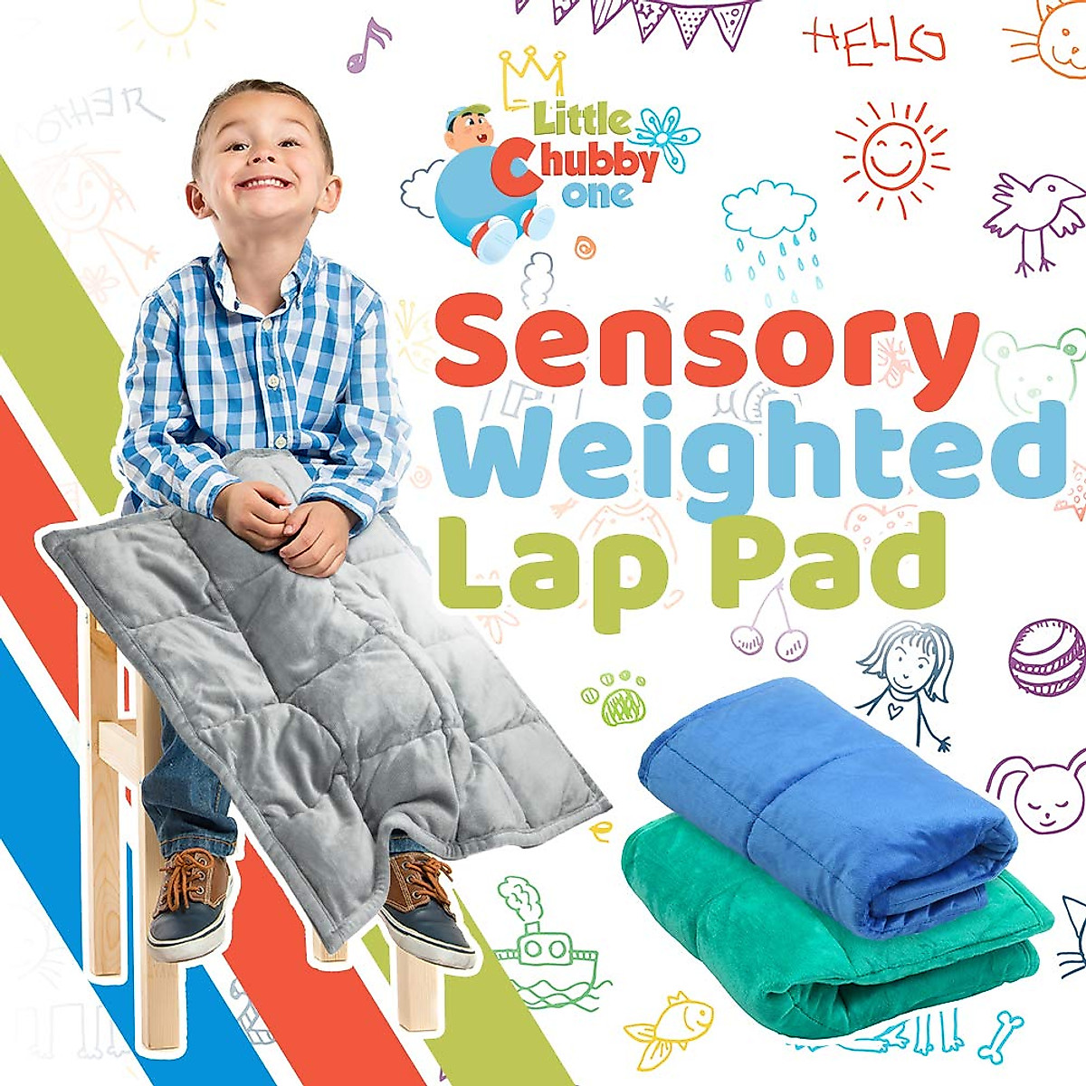 LITTLE CHUBBY ONE Weighted Lap Pad - Heavy Blanket - 7 Lbs - 19" x 22"