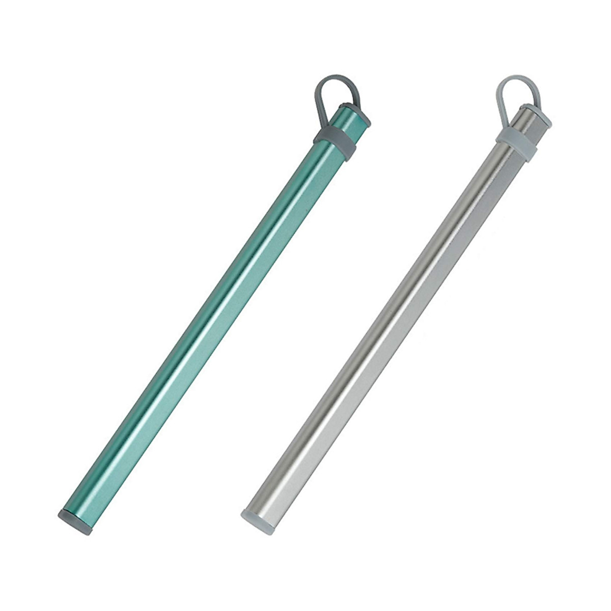 Nuhikap 2X Chopsticks Storage Tubes Aluminum Alloy Box Case for Titanium Chopsticks Storage Box Without Chopsticks Green & Gray