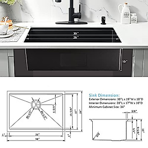 30 Inch Undermount Workstation Sink -Bokaiya 30x19 Stainless Steel Undermount Kitchen Sink Single Bowl 16 Gauge Deep Single Bowl Kitchen Sink with Cutting Board
