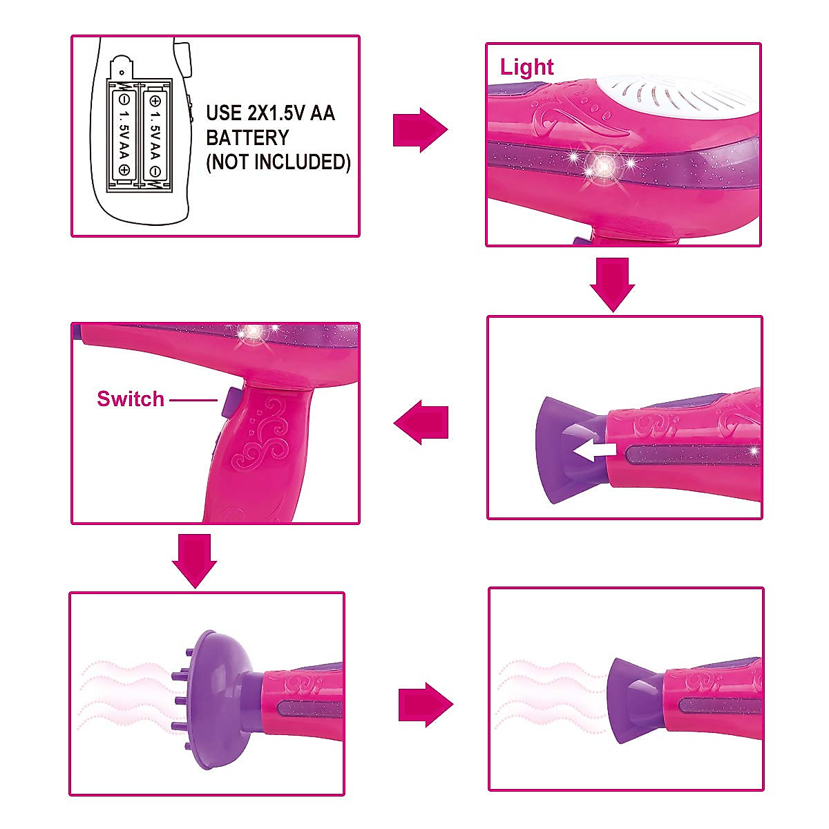 MEGAFUN Little Girls Beauty Hair Salon Toy Kit with Toy Hairdryer, Mirror & Other Accessories, Fashion Pretend Makeup Set for Kids