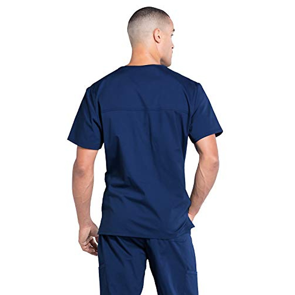 Cherokee Scrubs for Men V-Neck Top, Workwear Professionals Soft Stretch WW675, L, Navy