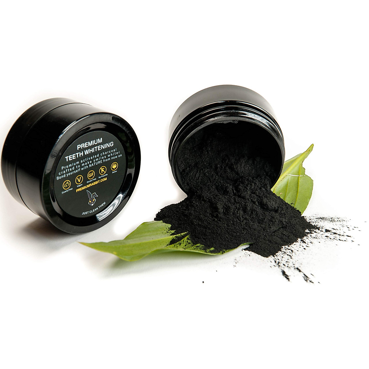 Premium Activated Charcoal Teeth Whitening Powder by Black Rabbit - Fluoride Free 30g/1.06oz