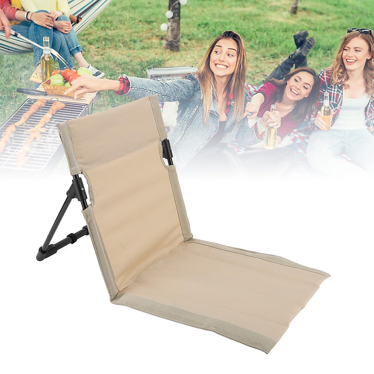 Folding Chaise Lounge Chair, Outdoors Beach Lounger with Adjustable Backrest, Portable Sun Tanning Chairs, Cozy Reclining Lounge Chair for Outside Beach, Yard, Patio, Pool, Deck