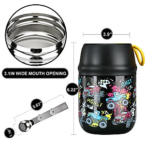 JOOPETALK Thermo for Hot Food Kids 17oz Soup Thermo Insulated Food Jar Lunch Container Keeps Hot/Cold Vacuum Stainless Steel Thermo Lunch Box With Handle Folding Spoon for School, Office, Travel