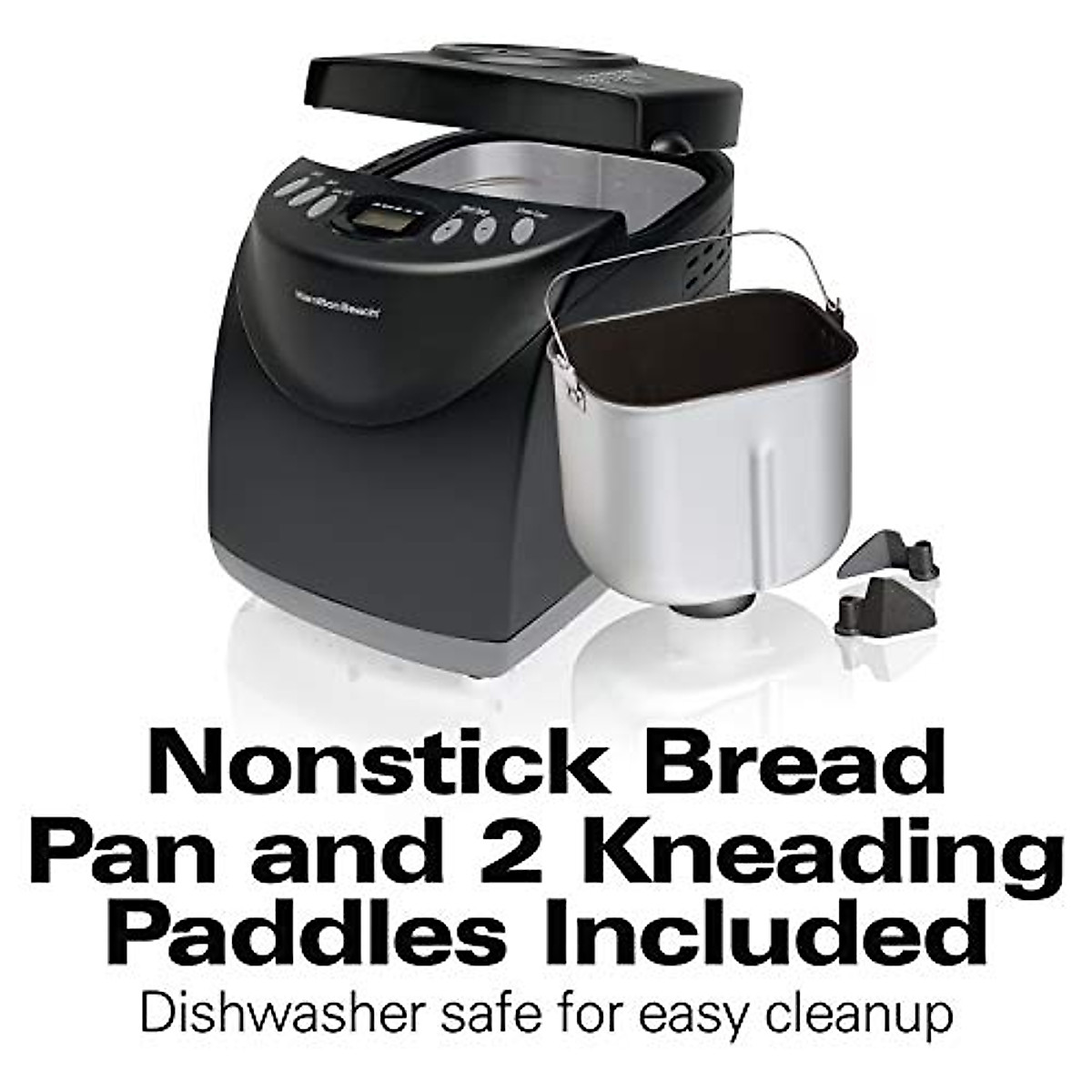Hamilton Beach Bread Maker Machine, Digital, Programmable, 12 Settings + Gluten Free, Dishwasher Safe Pan + Kneading Paddle, 2 lb Capacity, Black (29882)