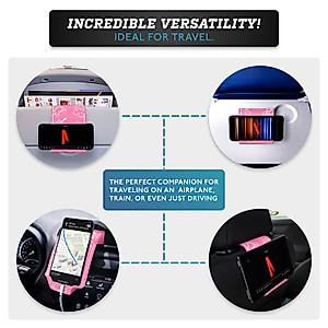 Airplane Travel Essentials for Flying Flex Flap Cell Phone Holder & Flexible Tablet Stand for Desk, Bed, Treadmill, Home & in-Flight Airplane Travel Accessories - Travel Must Haves Gadgets (Pro Pink)
