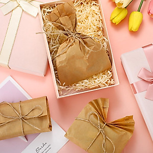 Fulmoon 50 Pieces Soap Paper Bags, 5'' x 8'' Kraft Paper Bags for Packaging Soap Wrappers with 394 Inch Jute Ropes for Soap Making Candy Lipstick Gift Crafts Merchandise Wedding Gift Bags