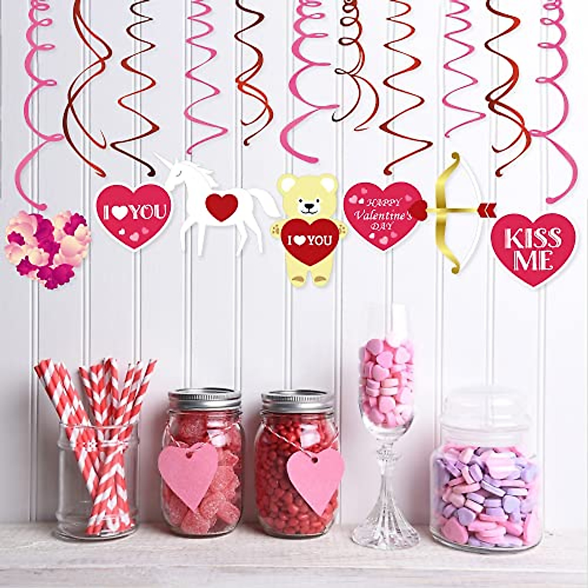 Valentines Day,Saint Valentines Day 30CT Hanging Swirl for Valentines Day themed Party Supplies Birthday Party Decorations