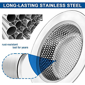 FURNIFE Sink Drain Strainer Stopper, Stainless Steel Garbage Disposal Plug, Sink Strainer and Stopper, Food Catcher for Standard 3-1/2 Inch Kitchen Sink Drain
