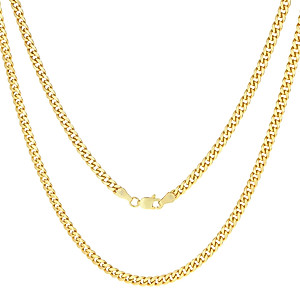 Nuragold 14k Yellow Gold 4mm Miami Cuban Link Chain Pendant Necklace, Mens Womens Jewelry 16" 18" 20" 22" 24" 26" 28" 30"