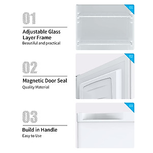 2.1CU.FT Compact Upright Freezer, Mini Freezers Reversible Single Door Table Top for Ice Cream/Breast Milk/Sea Food, Adjustable Removable Shelves, (White)…