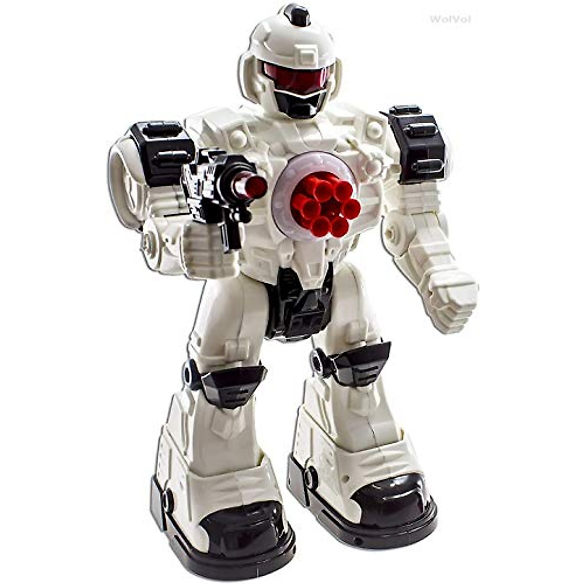 WolVolk 10 Channel Remote Control Robot Police Toy with Flashing Lights and Sounds, Great Action Toy for Boys