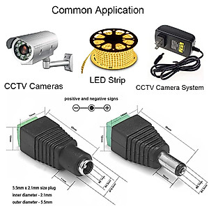 exgoofit DC Power Connector 15 Pairs 12V Male+Female 2.1x5.5MM DC Power Jack Plug Adapter Connector for CCTV Camera and LED Strip Light