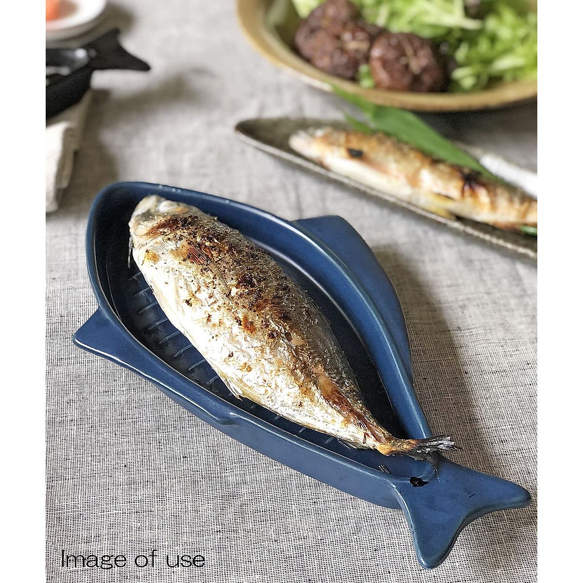 Saji Pottery 10-814 Banko Ware Grill Plate, Bakeware Dish, Oven Safe, Approx. 11.0 x 6.3 inches (28 x 16 cm), Fish Griller, Dark Blue, Made in Japan