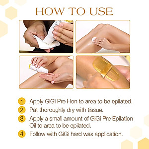 GiGi Pre Epilation Oil with Soybean and Grape Seed Oils, 4 fl oz