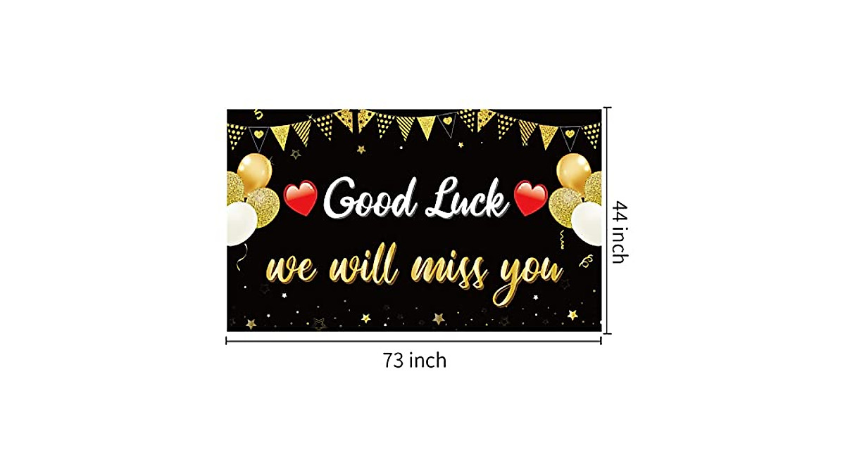 Pimvimcim Farewell Party Banner – Black & Gold Good Luck Sign