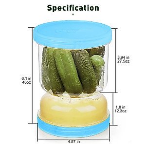 AIxibu Pickle Jar with Strainer Flip,40oz Pickle Flip Jar With Double Leak Proof,Food Storage Container of Pickles(1PCS)-Blue