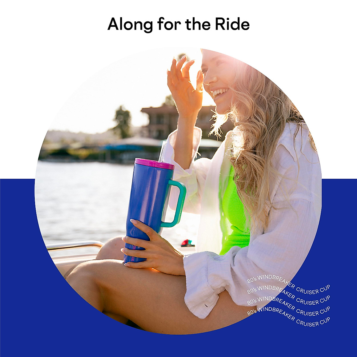 Corkcicle Cruiser Insulated Tumbler with Handle and Straw, 80's Windbreaker, 40 oz – Reusable Water Bottle Keeps Beverages Cold for 20 Hours, Hot for 9 Hours – Cupholder Friendly, Spill Proof Tumbler