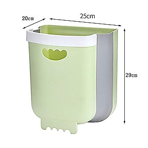 Kitchen Hanging Trash Can,Collapsible Small Garbage Bin for Kitchen Cabinet Cupboard Door, Portable Folding Home Outdoor Plastic Waste Container - 10 L / 2.6 Gallon (Green) (Green)