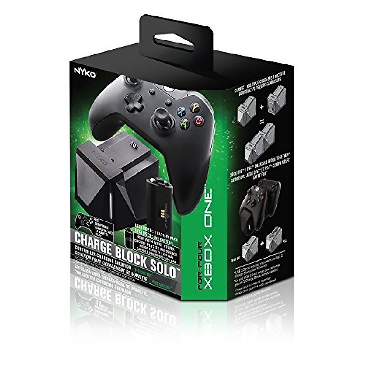 Nyko Charge Block Solo - Xbox Controller Charging Station w/ 1 Battery Pack & Micro-USB Charge Cable -Xbox one Only/Not Compatible with Xbox S/X or Xbox Controllers with a Home Button
