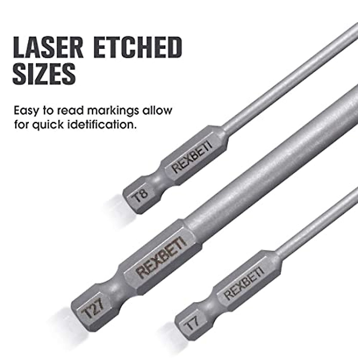 REXBETI 12 Piece Torx Head Screwdriver Bit Set, 1/4 Inch Hex Shank S2 Steel Magnetic 3 Inch Long Drill Bits, T5-T40 (Torx Head)