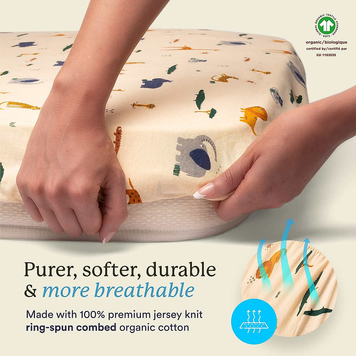 Premium Baby Fitted Crib Sheet - Pack of 1 for Standard Crib and Toddler Mattress Bedding, 100% Soft Organic Cotton, 28" x 52" Standard Size - Baby Crib Sheets for Boy and Girl, Breathable & Stretchy