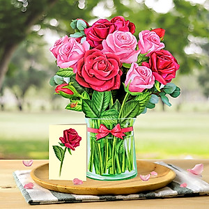 Airpark Paper Flowers Pop Up Cards, 12inch Rose, Greeting Cards Forever Flower Cards 3D Popup Cards with Note Card and Envelope for Christmas, Birthday Gifts for Women Kids, Holiday Decorations